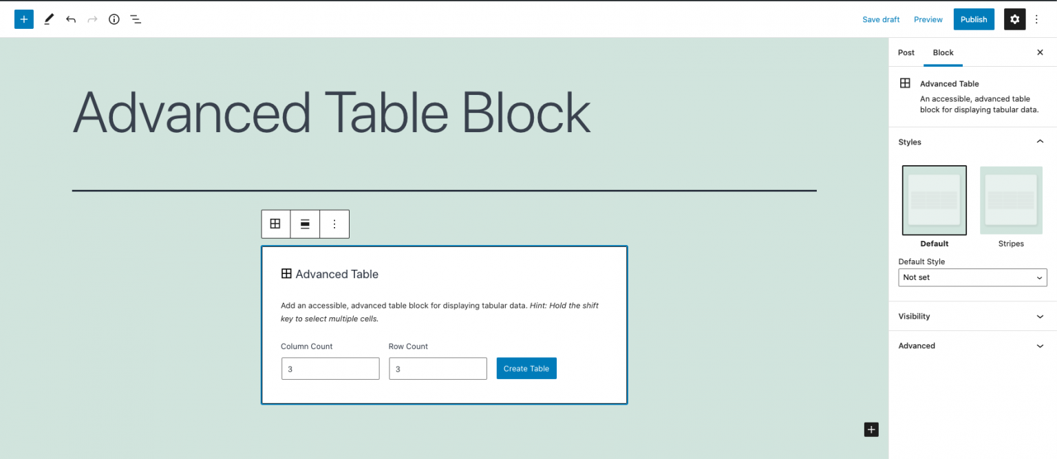 Advanced Table Block | CMS at UBC